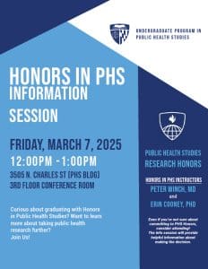Honors in PHS Info Session | Public Health Studies | Johns Hopkins University